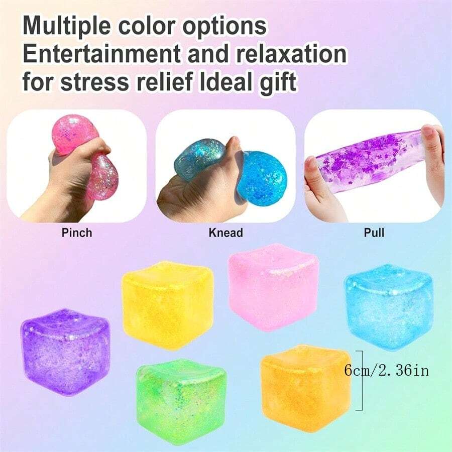 1/2PCS Stress Balls For Adults, Square Ice Cube Fidget Toys, Squeeze ...