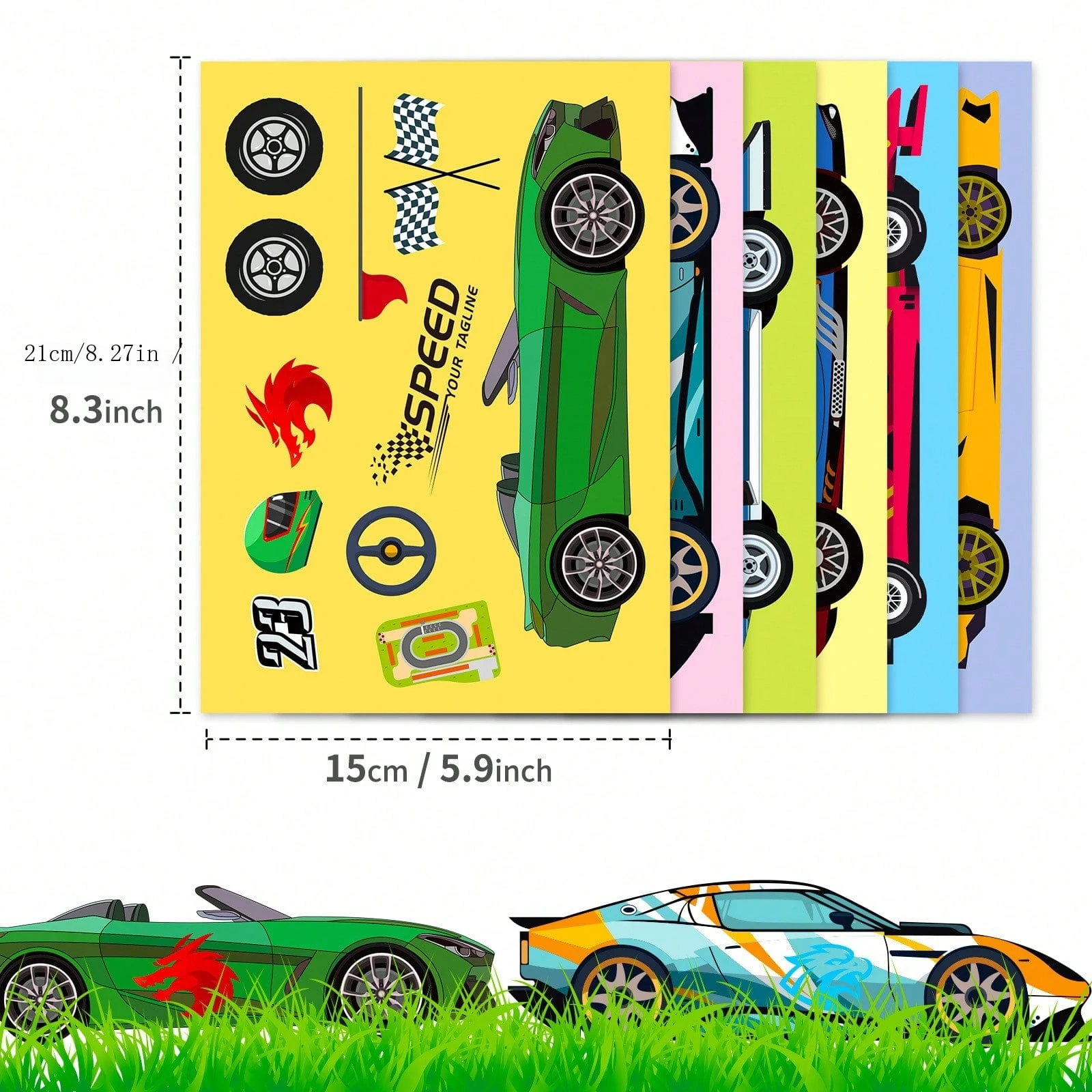 18pcs/Pack Racing Car Assembly Puzzle DIY, Christmas Face Swap Stickers ...