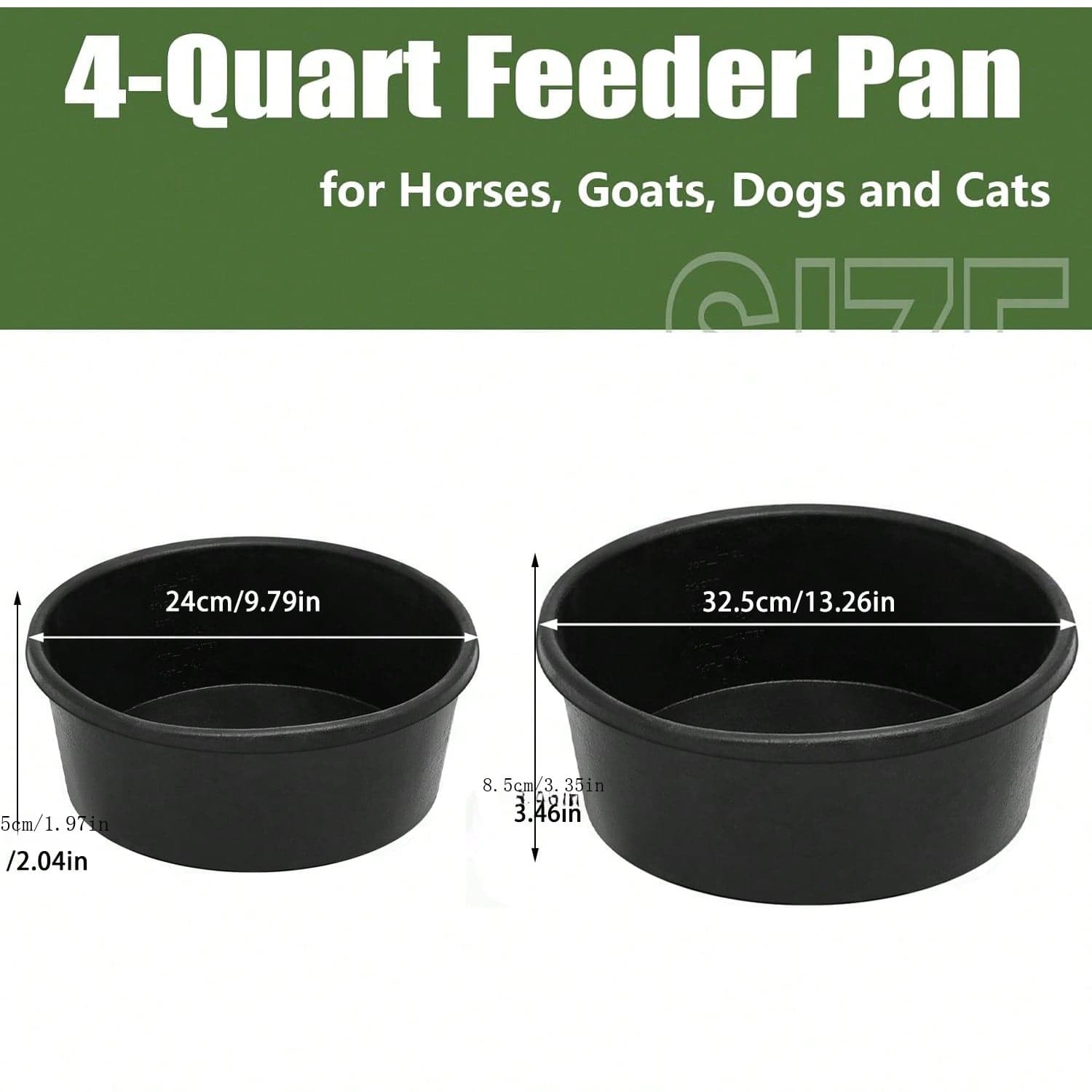 Feed Pan 3-Pack Rubber S - 8 Quart Utility Buckets For Horses, Goats ...