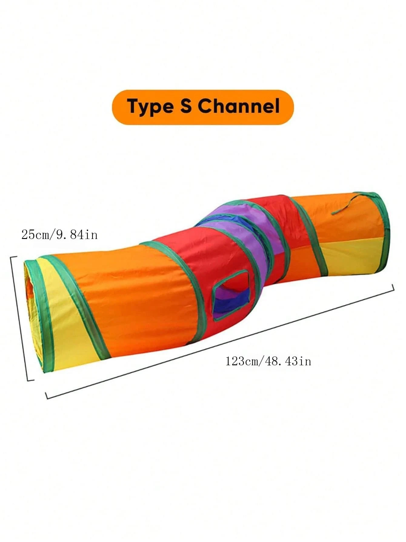 1 Rainbow S-Shaped Pet Game Tunnel, Foldable, Cat Training Interactive ...