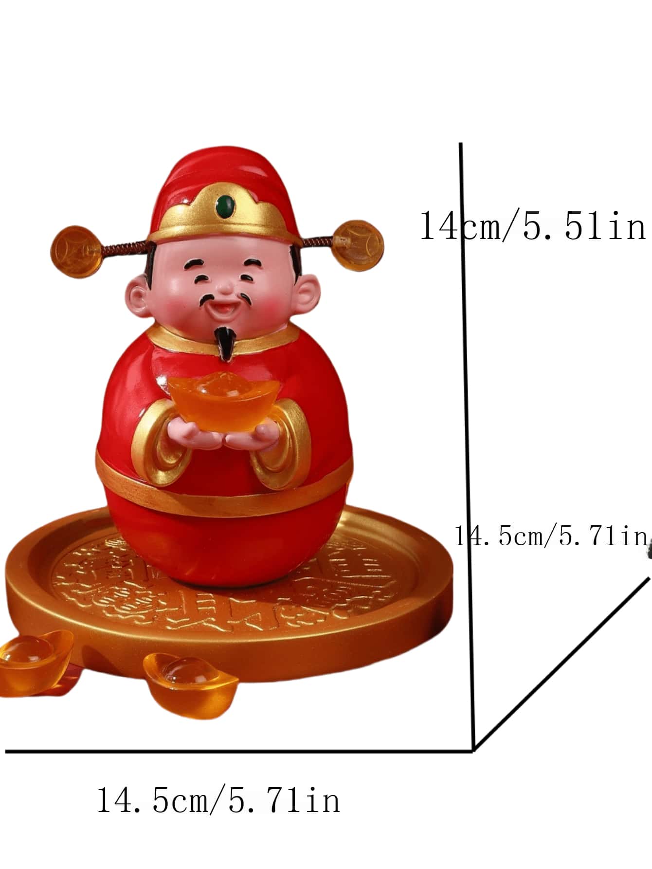 Lucky Chinese God Of Wealth Figurine, Upright Doll Decoration For ...