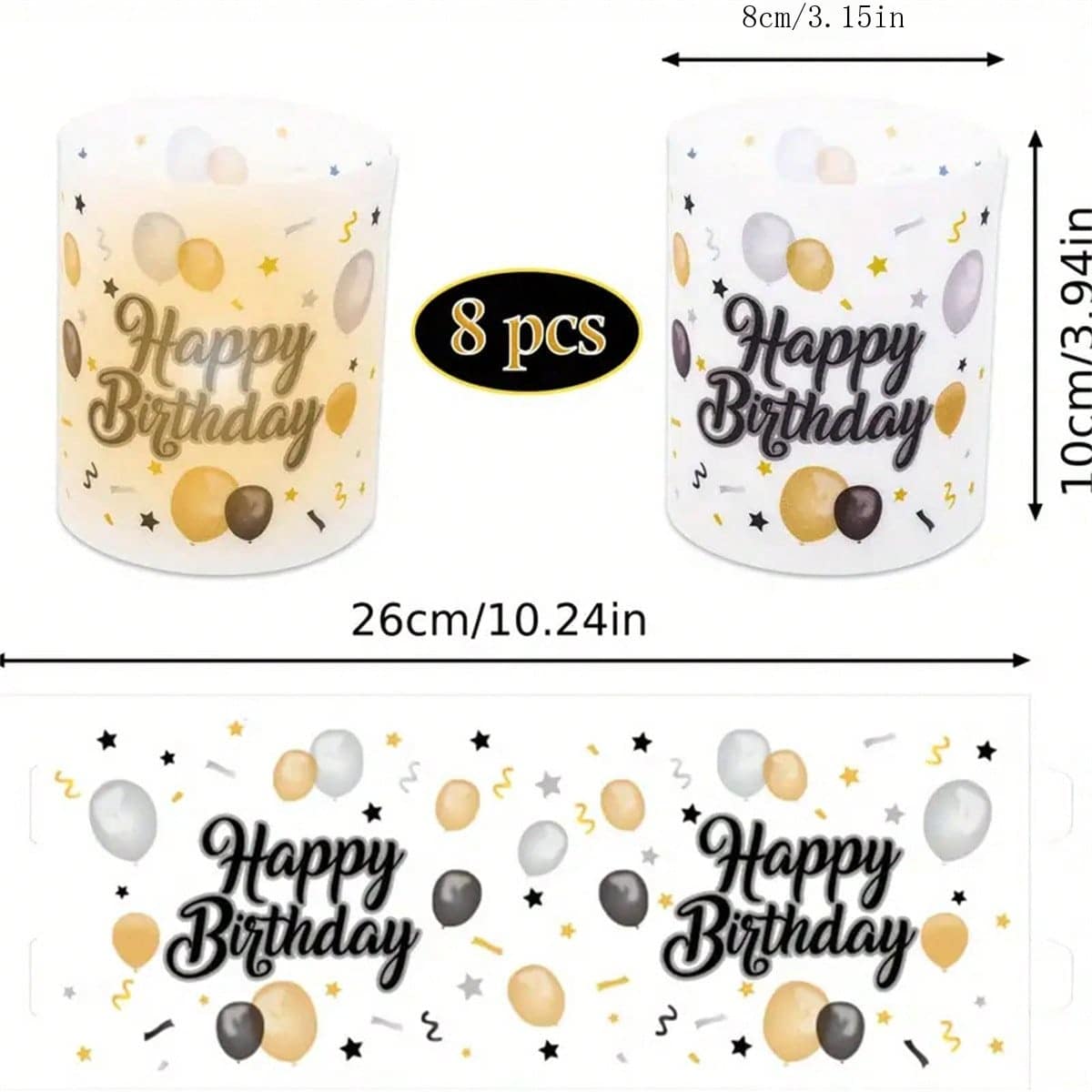 8 Pack Votive Wrap Candle Holder, Happy Birthday Tealight Candle Holder ...