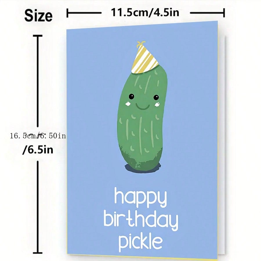 Happy Birthday Pickle Greeting Card, 1pc, Funny Cute Illustrated Card ...