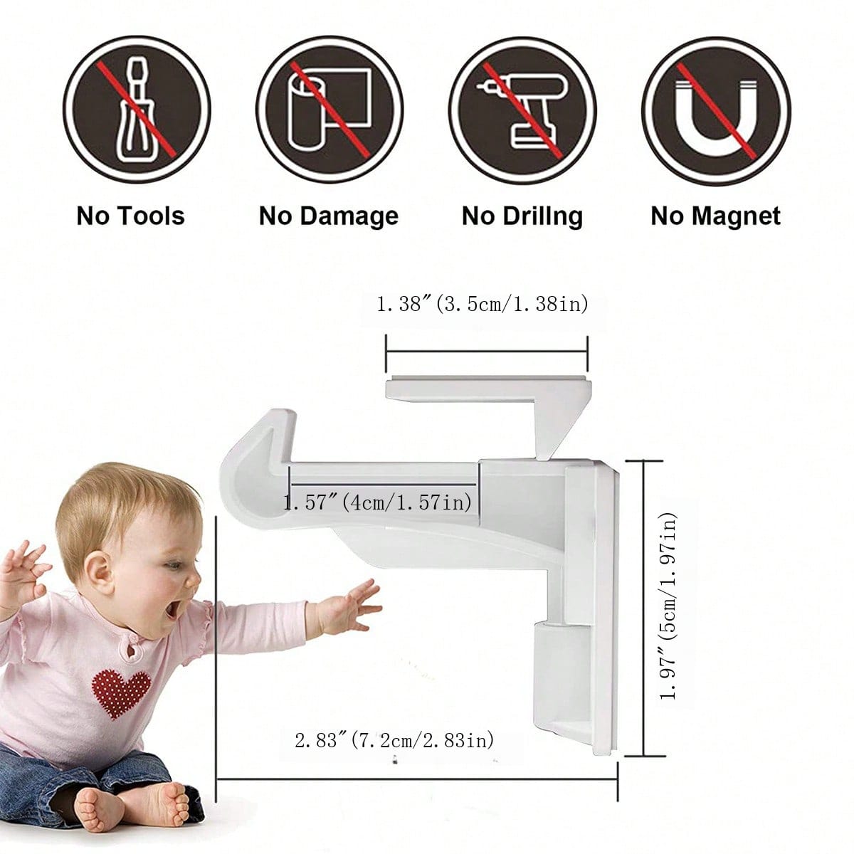 2pcs Children Safety Lock, Hidden Design, Safety Spring Lock, Full Lock ...