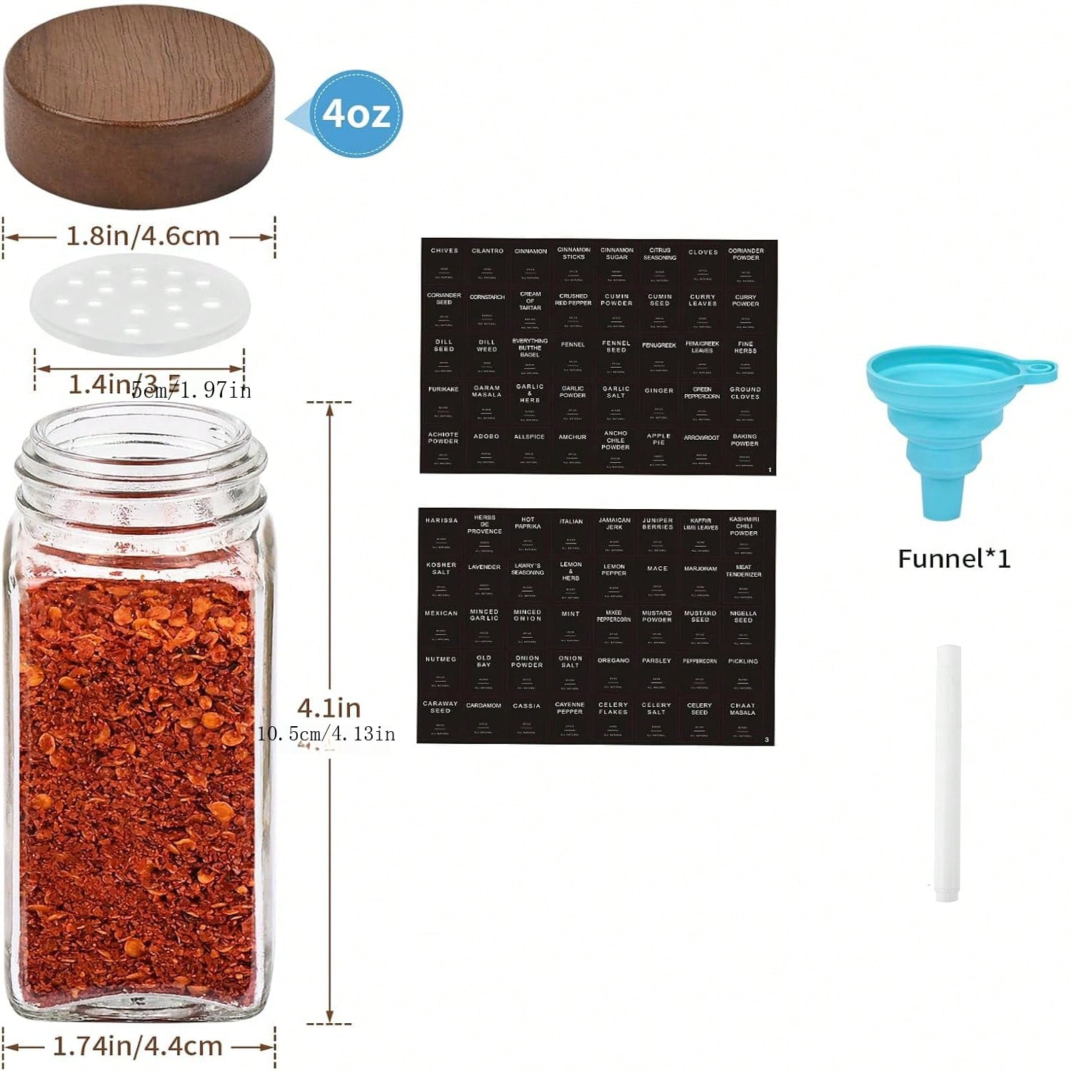 Glass Vanilla Spice Jar With Wooden Lid, Labeled Spice Container ...