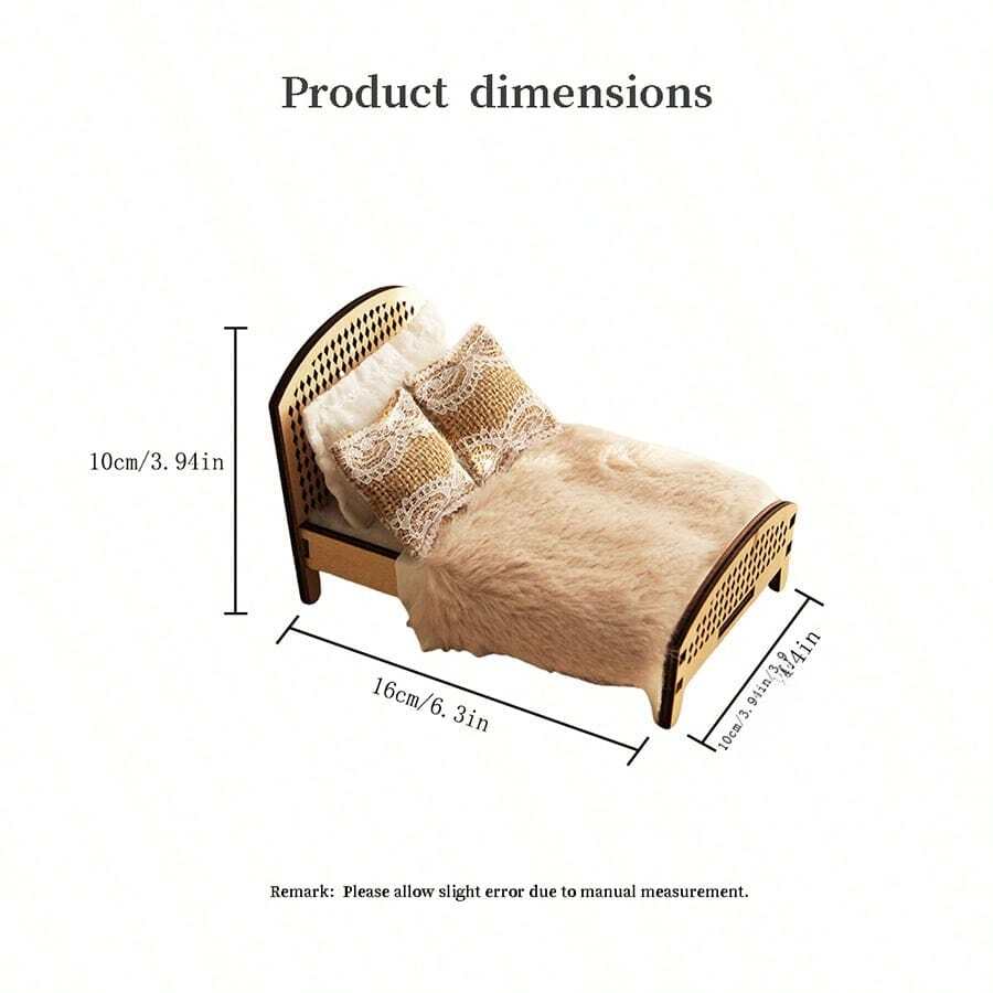 Miniature Bed Model, Wooden Micro Mini Bed With Bedding, Whole Set Of ...