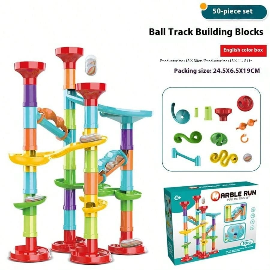 Popular Multi-Change Elastic Track Ball Slide Building Blocks Stereoscopic Maze Pipe Assembly ...