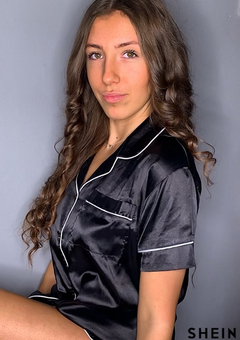 Contrast Binding Button Front Satin PJ Set | SHEIN USA