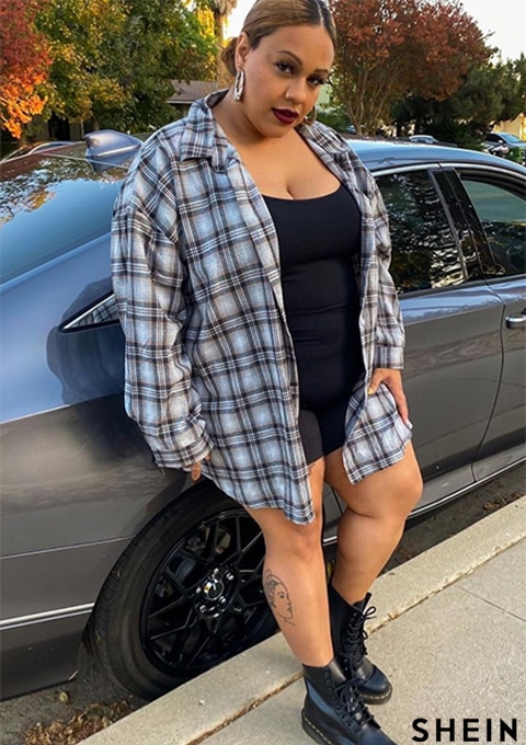 Plus Plaid Button-Up Flannel Shirt | SHEIN USA