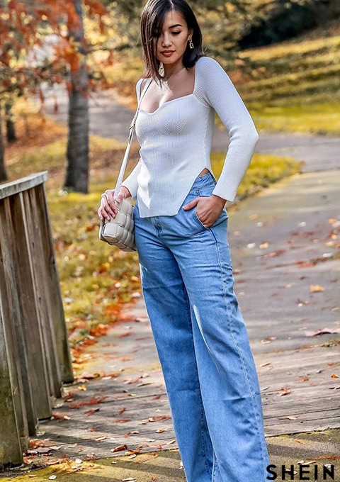 SHEIN High Waist Palazzo Jeans | SHEIN UK