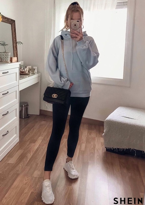 Moletom com capuz com bolso canguru | SHEIN Brasil