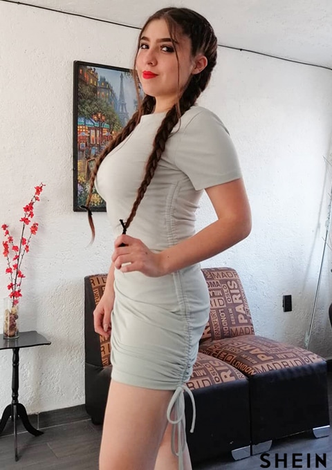 Side Drawstring Detail Solid Dress | Shein Usa