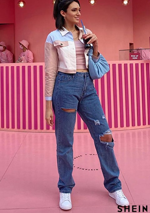 Color Block Buttoned Jacket | SHEIN USA