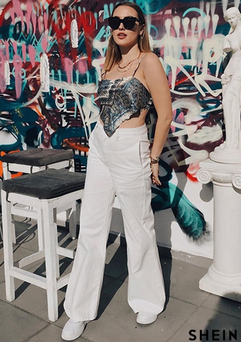 SHEIN High Waist Palazzo Jeans | SHEIN UK