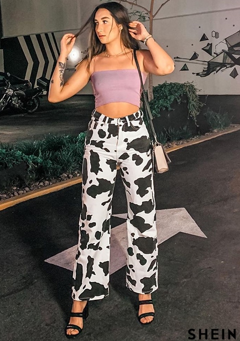 Cow Print Wide Leg Jeans | SHEIN