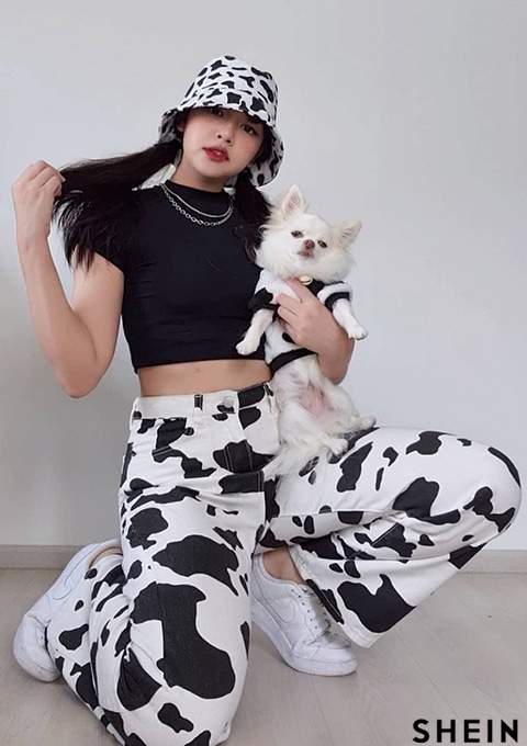 Cow Print Wide Leg Jeans | SHEIN