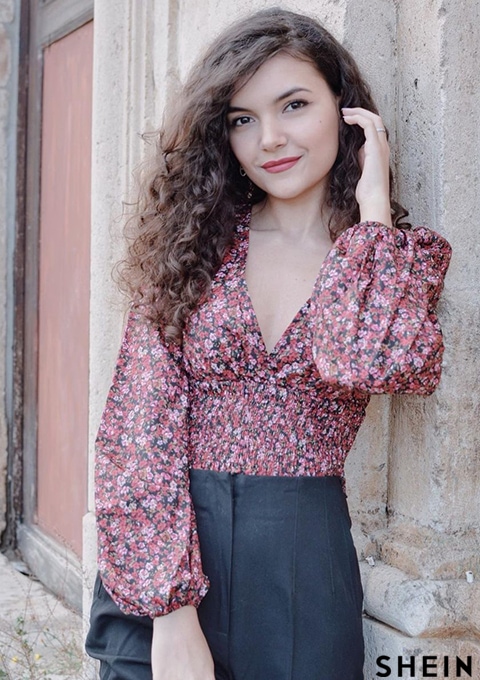 Shein Privé Bishop Sleeve Shirred Detail Ditsy Floral Top Shein Usa