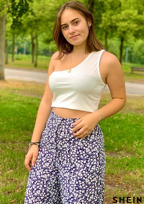 SHEIN VCAY Daisy Floral Wide Leg Pants | SHEIN USA