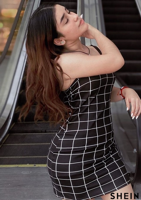 Shein Privé Grid Print Bodycon Cami Dress Shein Usa