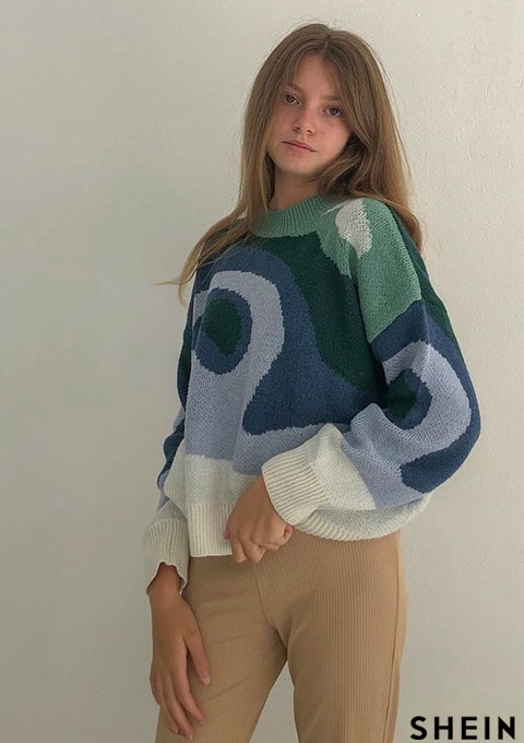 Shein Ezwear Colour Block Drop Shoulder Jumper Shein Uk