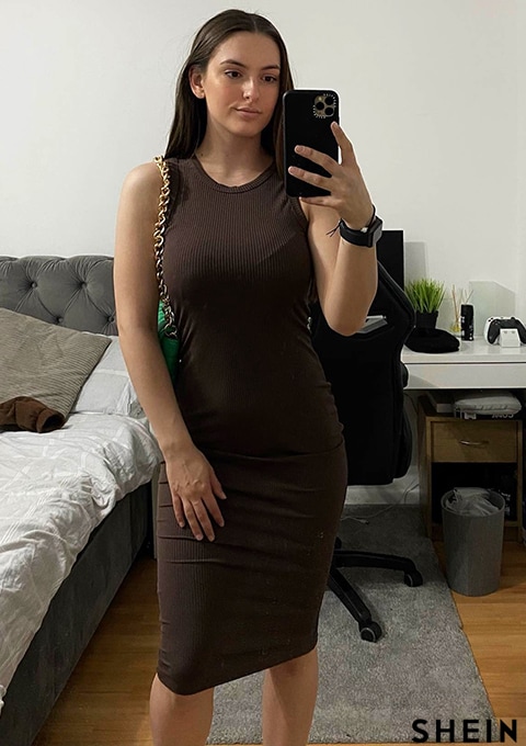 SHEIN SXY Solid Rib-Knit Bodycon Dress | SHEIN USA