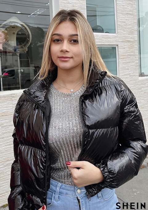 SHEIN Coolane Solid Zip Front Puffer Coat | SHEIN USA