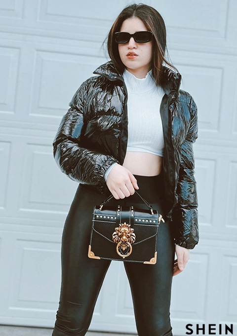 SHEIN Coolane Solid Zip Front Puffer Coat | SHEIN USA