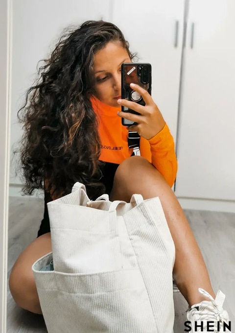 Minimalist Corduroy Shopper Bag | SHEIN USA