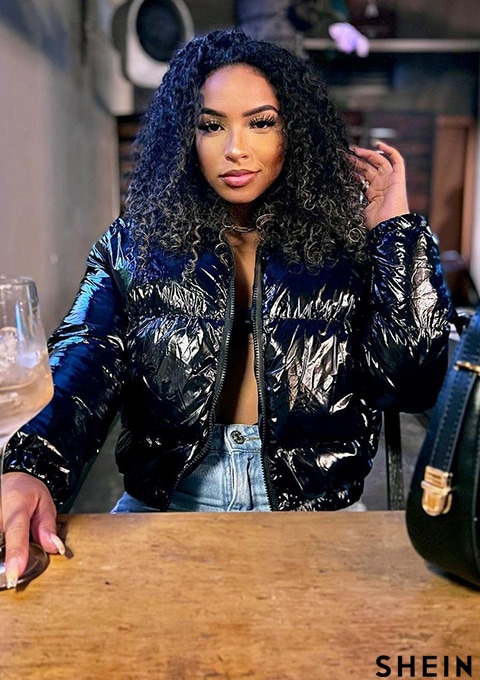 SHEIN Coolane Solid Zip Front Puffer Coat | SHEIN USA