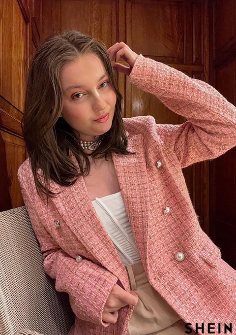 SHEIN BIZwear Plaid Print Double Breasted Blazer Workwear | SHEIN UK