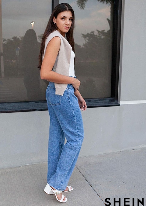 SHEIN Tall High Waist Straight Leg Jeans | SHEIN UK
