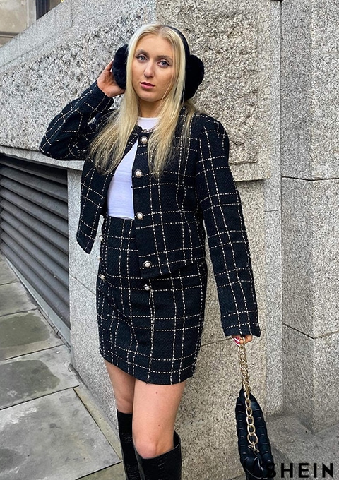 SHEIN Frenchy Elegant Gevlochten Dames tweedelige outfits Voorpand met ...