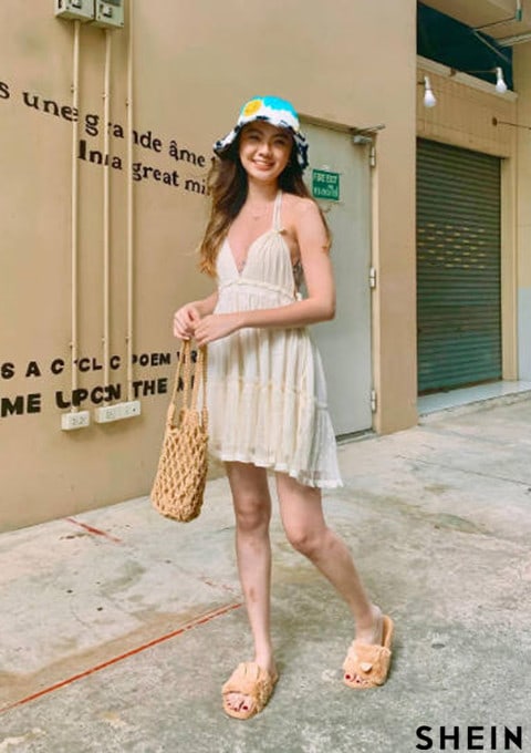 SHEIN VCAY Open Back Layered Halter Dress | SHEIN UK