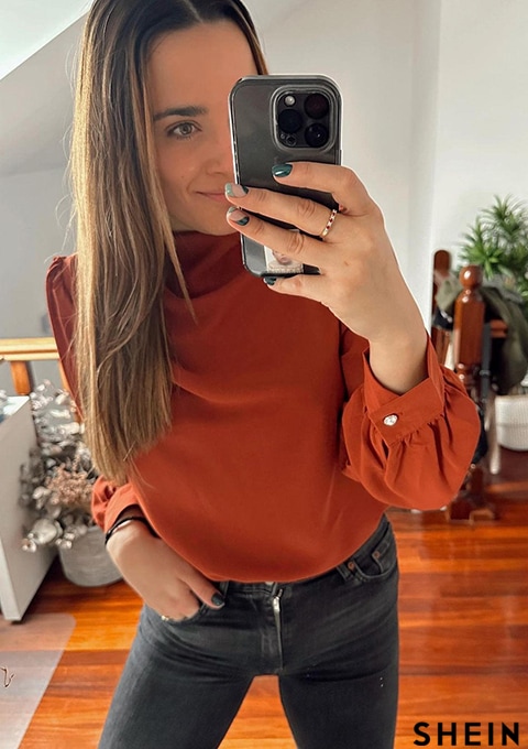 SHEIN BIZwear Bishop Sleeve Draped Front Blouse Workwear | SHEIN UK