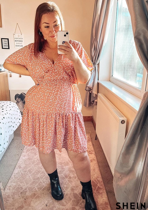 SHEIN VCAY Plus Surplice Front Floral Print Dress | SHEIN USA