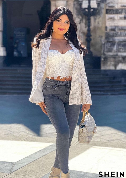 SHEIN BIZwear Plaid Print Double Breasted Blazer Workwear | SHEIN UK