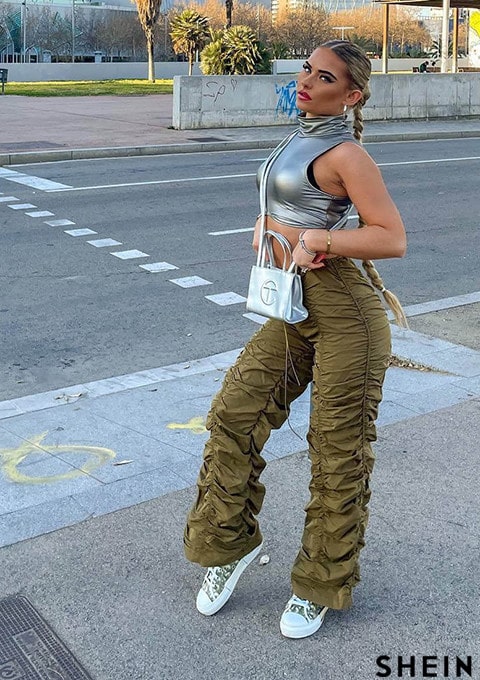 SHEIN ICON Gorpcore 90s Low Rise Drawstring Waist Ruched Parachute ...