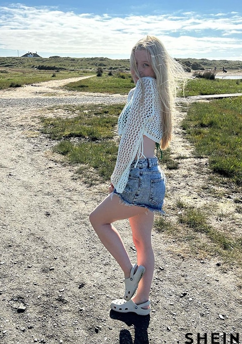 Hollow Out Drawstring Side Crochet Cover Up Top | SHEIN UK