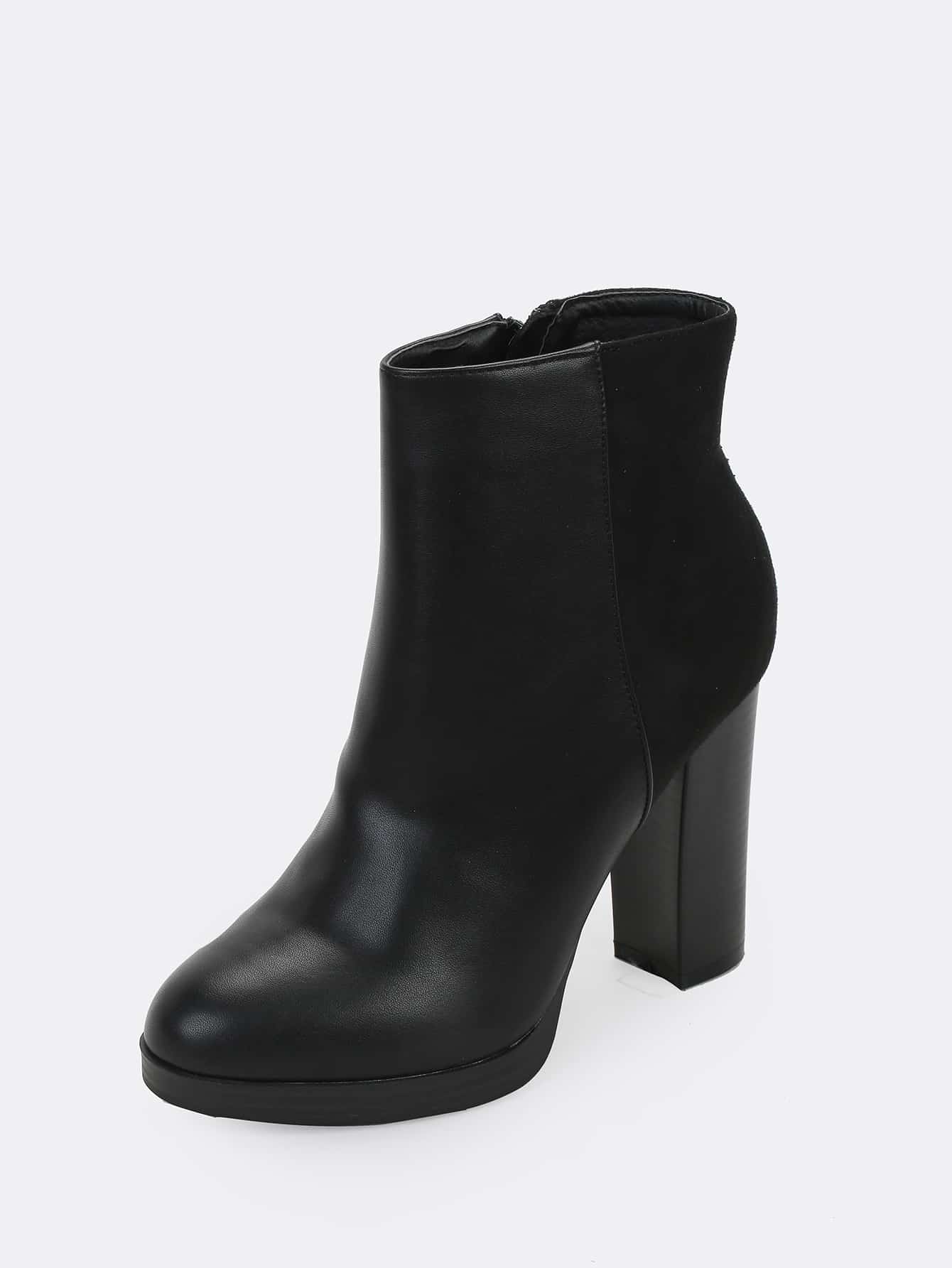 Bottines à talons épais avec bout en amande | SHEIN France