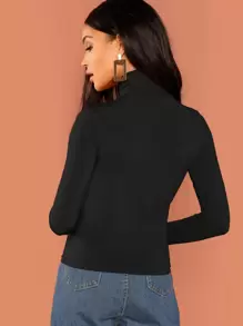 SHEIN Solid Form-Fitting Turtleneck Top | SHEIN USA