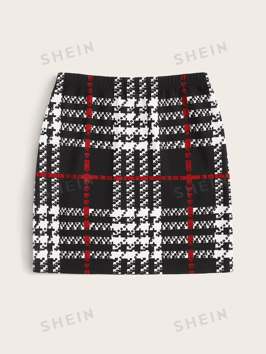 SHEIN Essnce Plaid High-Rise Mini Skirt | SHEIN UK