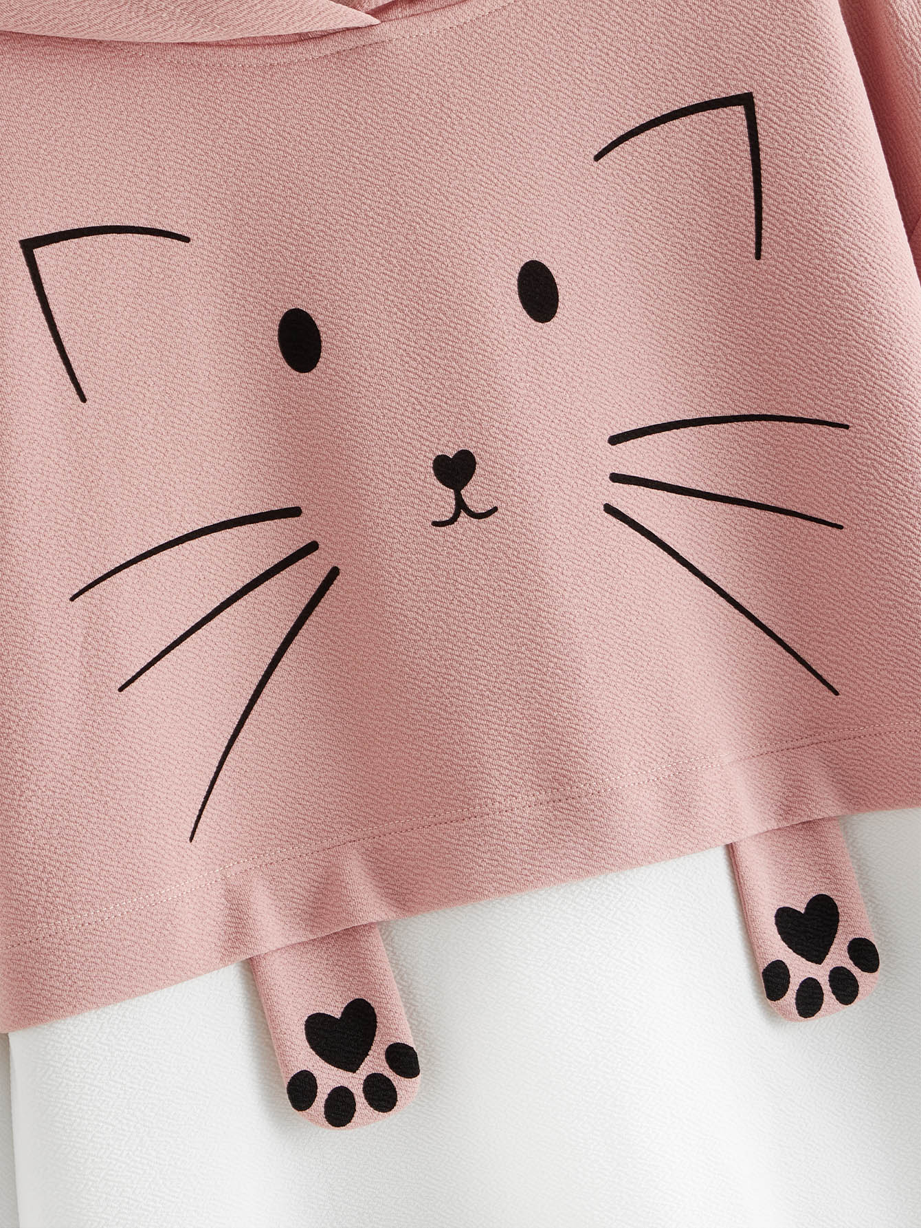 SHEIN Mulvari Cat Print Pocket Front Two Tone Hoodie | SHEIN USA