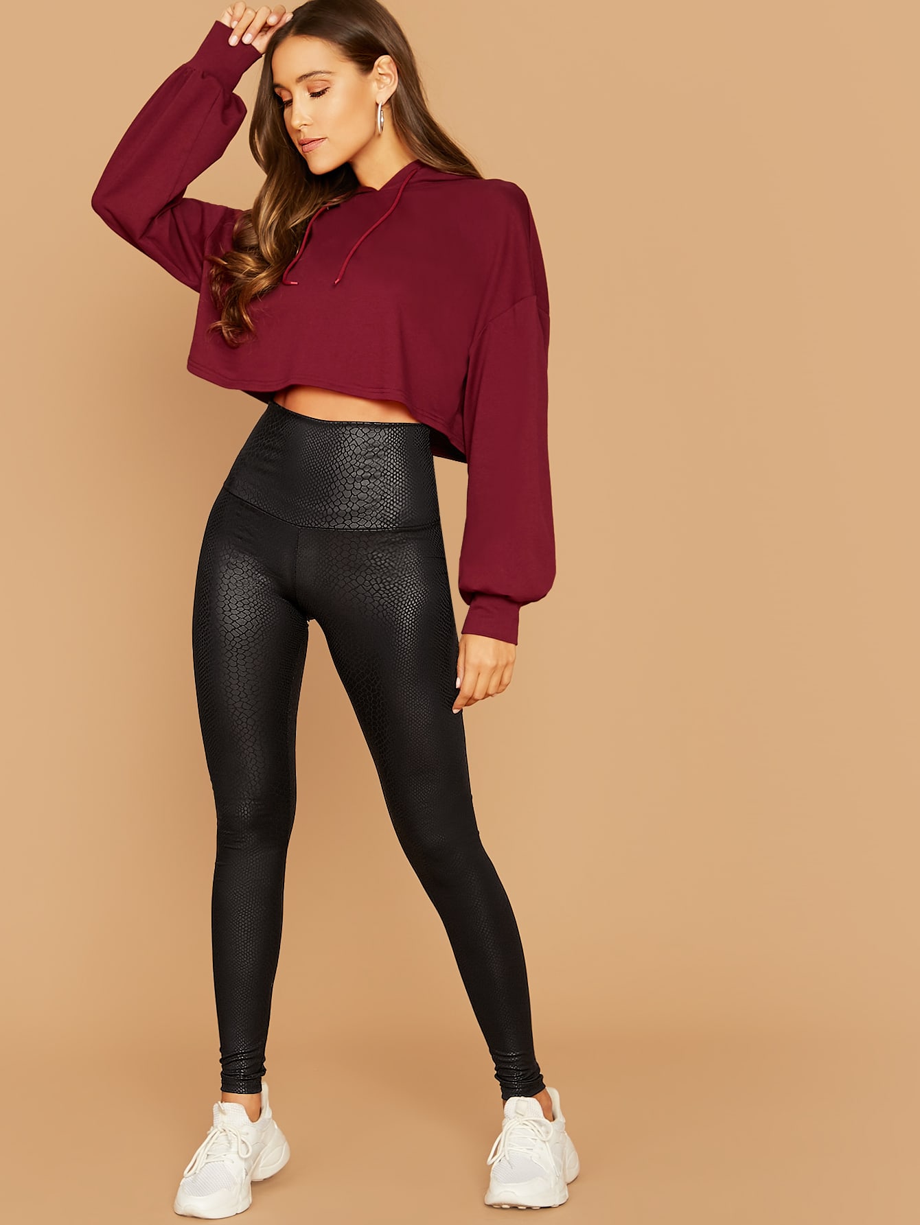Shein Leggings Mit Breitem Taillenband Und Krokodil Prägung Aktuelle