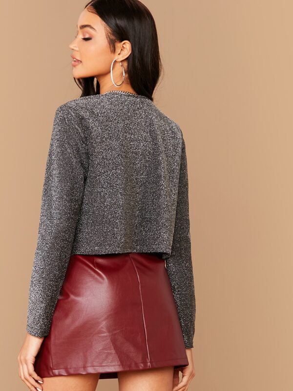 SHEIN Privé Saco con parte delantera abierta brillante | Moda de Mujer | SHEIN México