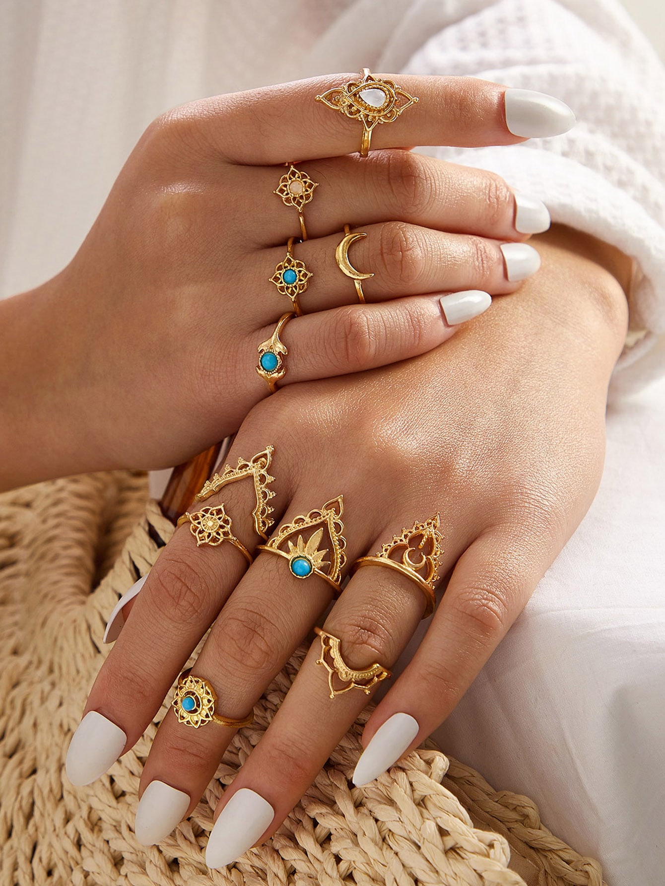 11pcs Flower Decor Ring