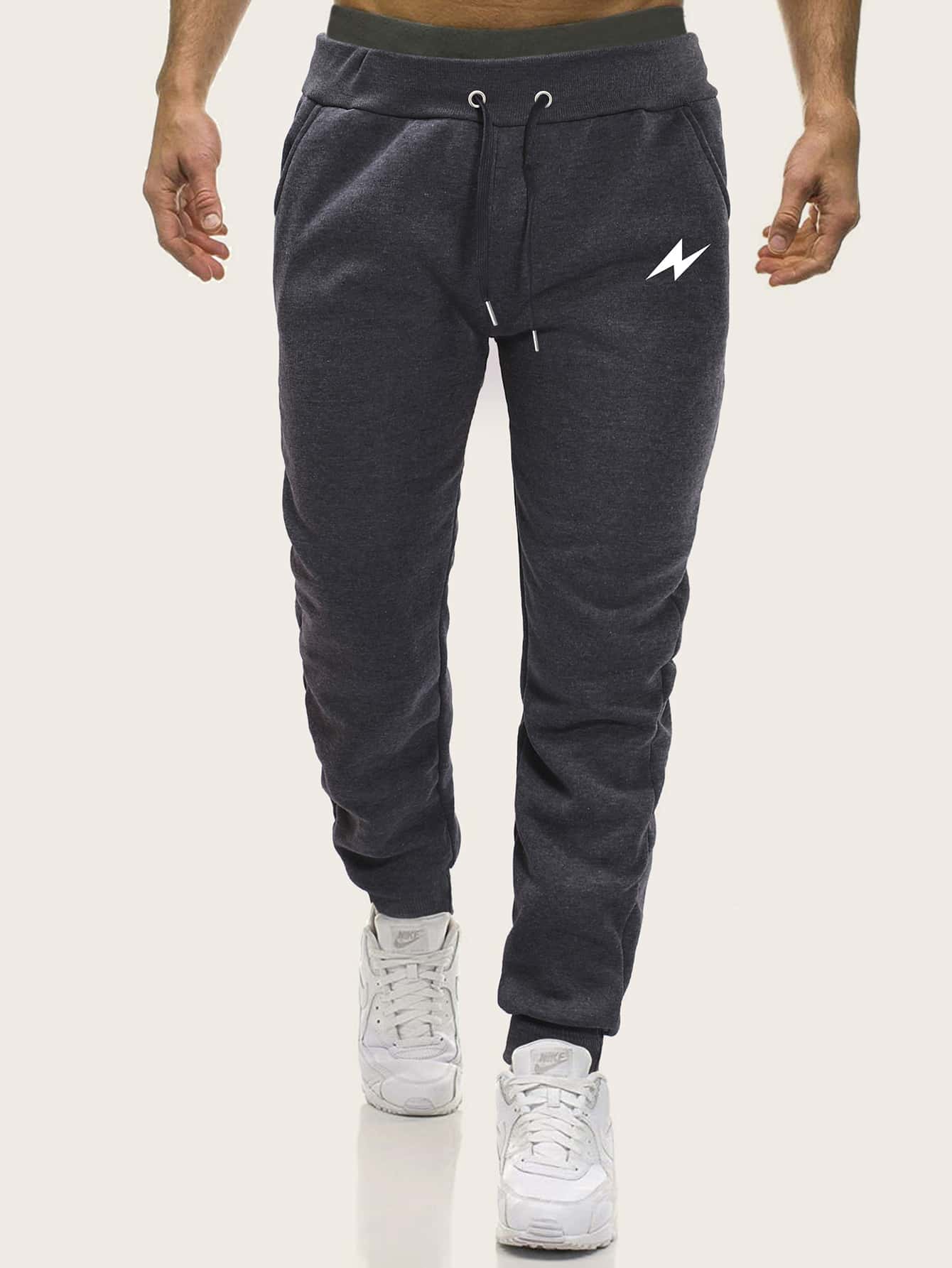 Manfinity Men lightning Print Drawstring Joggers | SHEIN UK