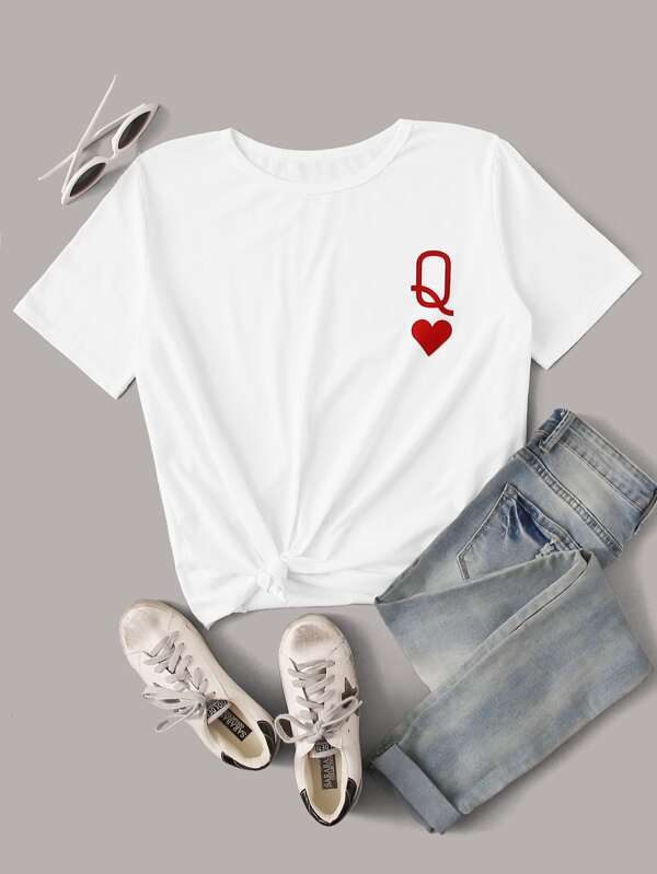 Katy Perry's Picks Queen of Hearts Symbol Graphic Tee | SHEIN USA
