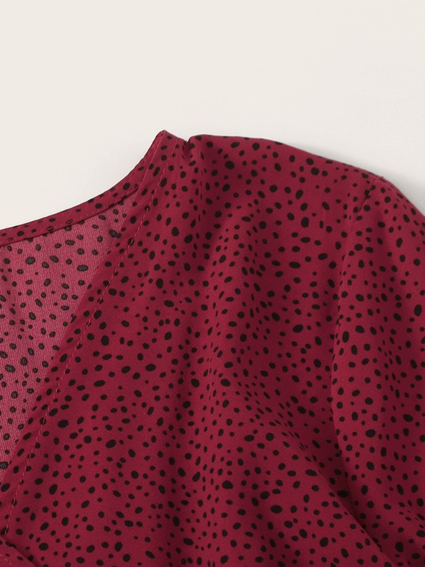 SHEIN LUNE Speckled Smocked Long Sleeve Top | SHEIN USA