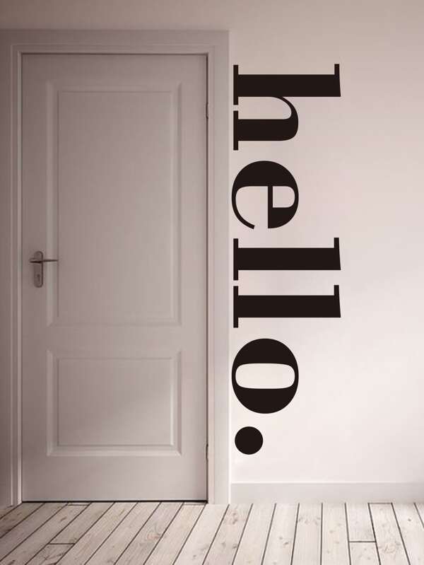 Letter Graphic Wall Sticker, Black Self Adhesive Wall Art Decal For ...