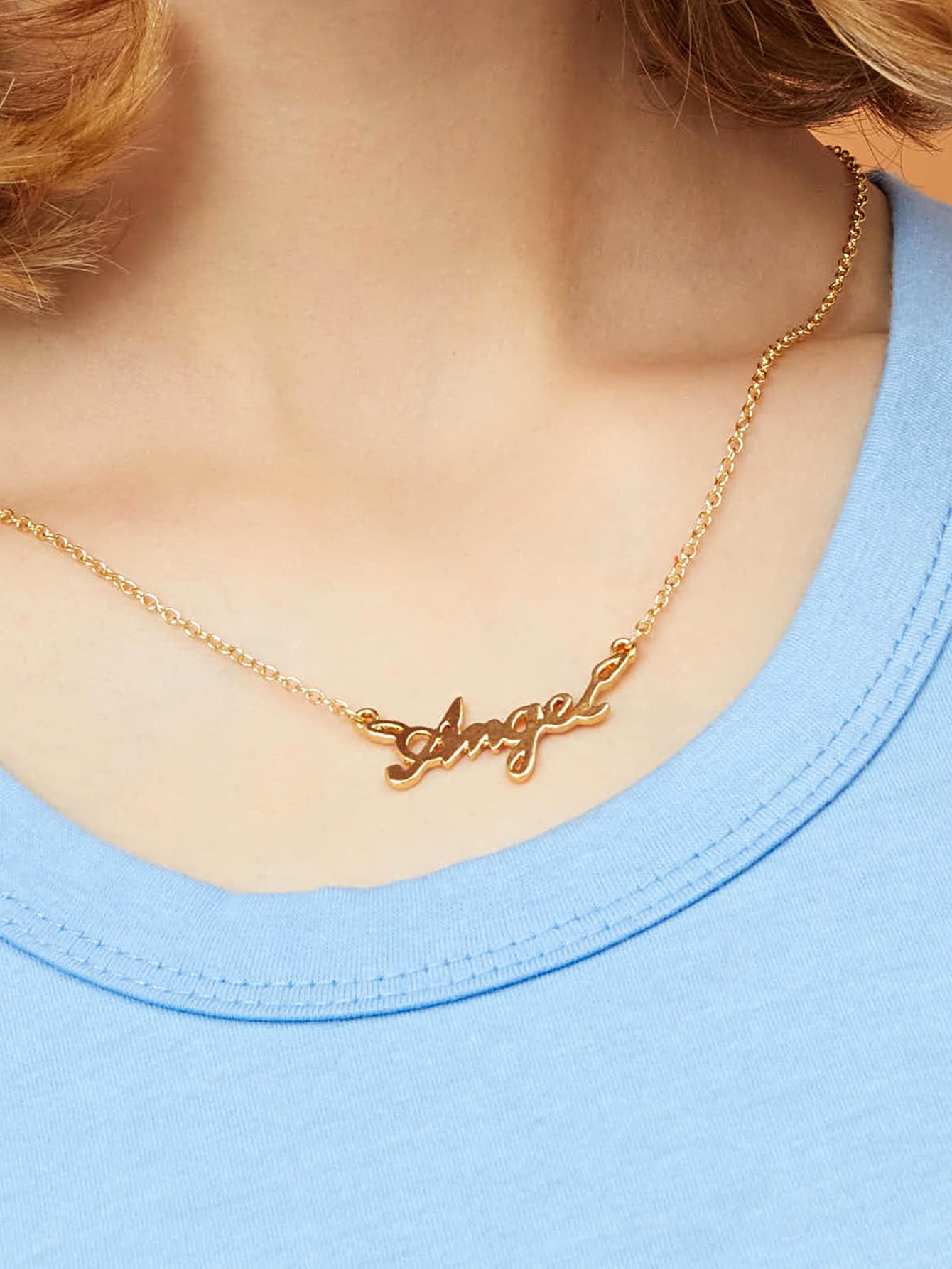 1pc Letter Angel Design Pendant Necklace